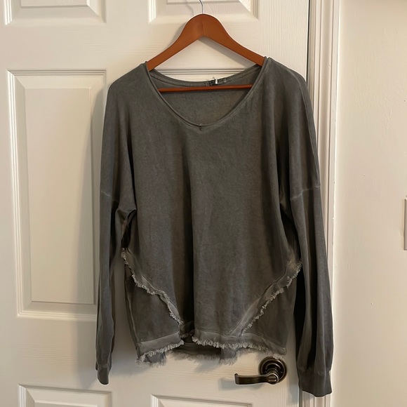 Three Hearts | Tops | New Gray Shirt With Frayed Edge Trim Three Hearts ...